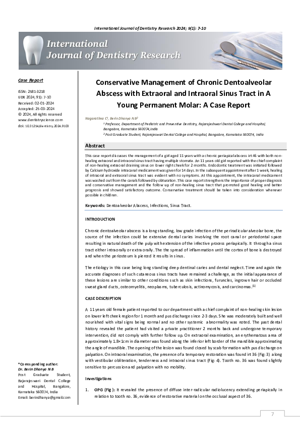(PDF) Conservative Management of Chronic Dentoalveolar Abscess with ...