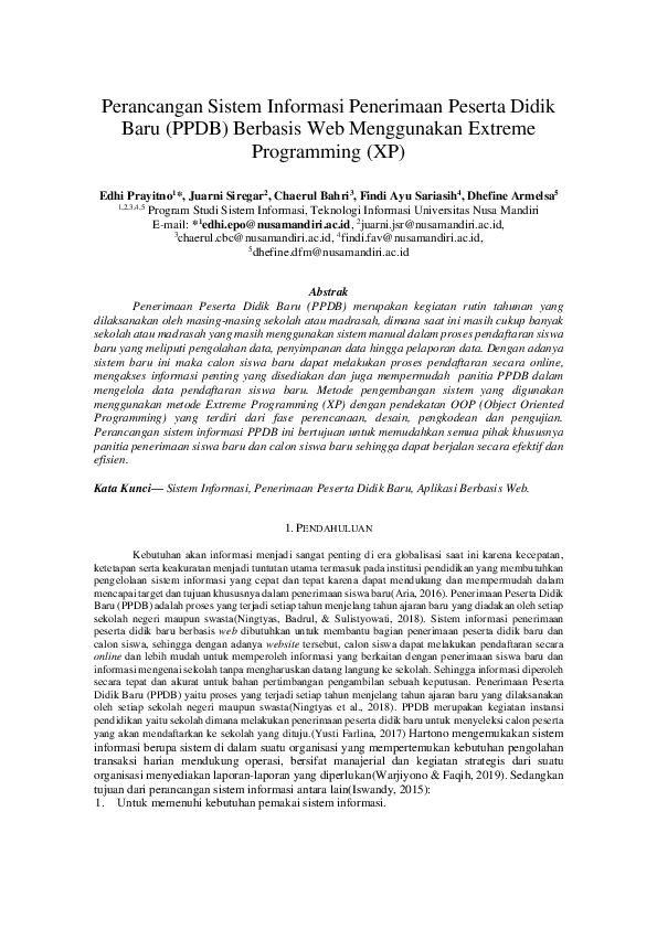 (PDF) Perancangan Sistem Informasi Penerimaan Peserta Didik Baru (PPDB) Berbasis Web Menggunakan ...