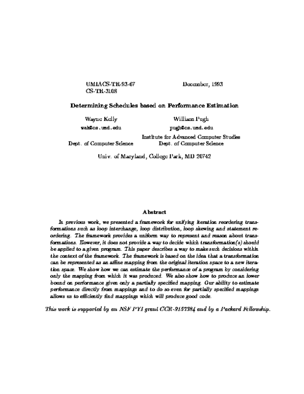 (PDF) Determing Schedules based on Performance Estimation