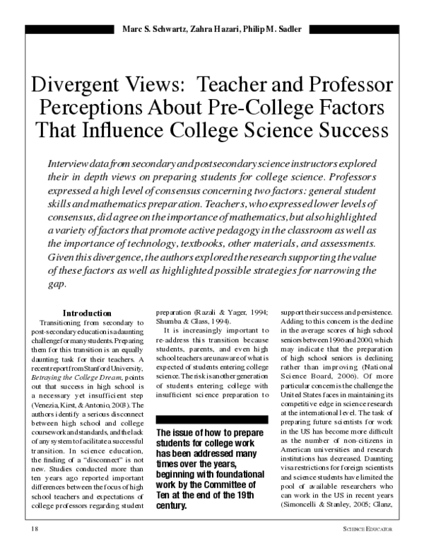 (PDF) Divergent Views: Teacher and Professor Perceptions about Pre ...