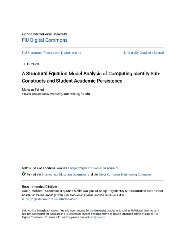 (PDF) A Structural Equation Model Analysis of Computing Identity Sub-Constructs and Student ...
