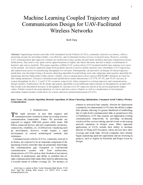 (PDF) Machine Learning Coupled Trajectory and Communication Design for UAV-Facilitated Wireless ...