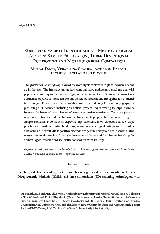 (PDF) Grapevine Variety Identification—Methodological Aspects: Sample ...