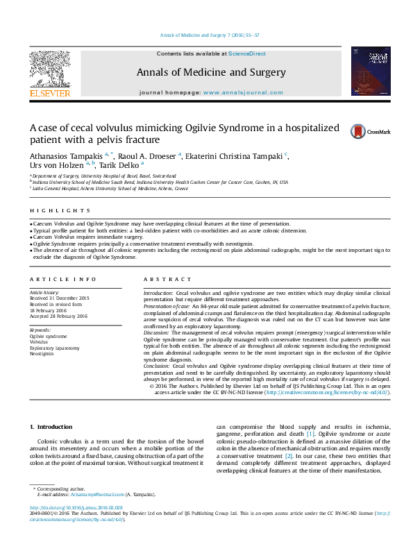 (PDF) A case of cecal volvulus mimicking Ogilvie Syndrome in a ...