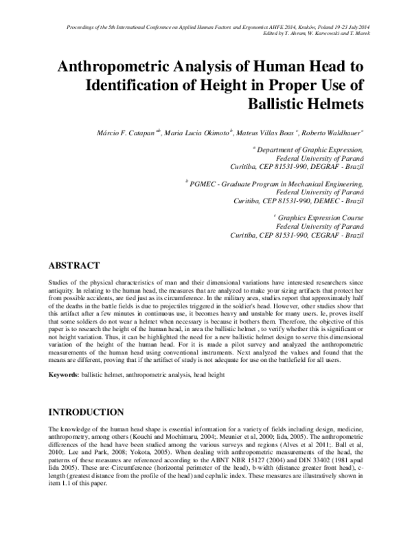 (PDF) Anthropometric Analysis of Human Head to Identification of Height ...