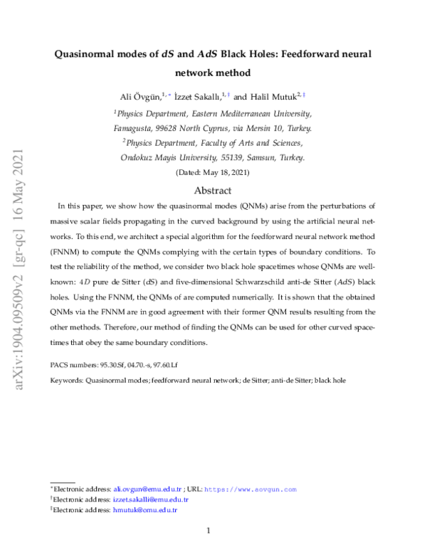 (PDF) Quasinormal modes of Schwarzschild Black Hole and Damour ...
