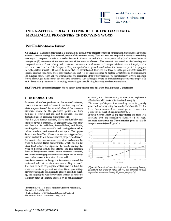 (PDF) Integrated Approach to Predict Deterioration of Mechanical Properties of Decaying Wood