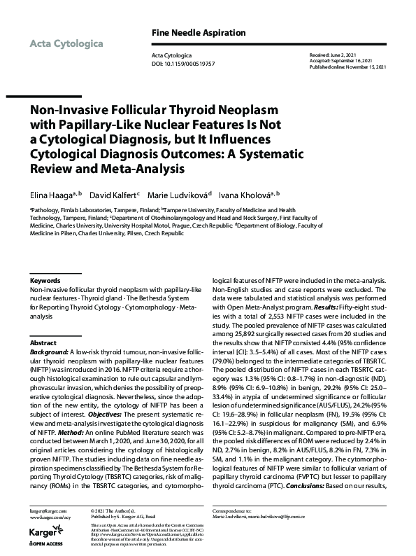 (PDF) Non-Invasive Follicular Thyroid Neoplasm with Papillary-Like Nuclear Features Is Not a ...