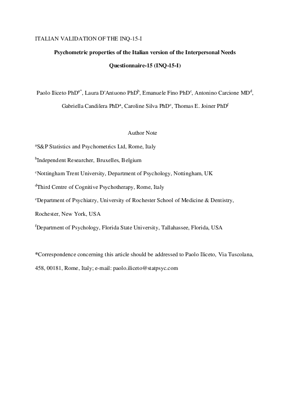 (PDF) Psychometric properties of the Italian version of the ...