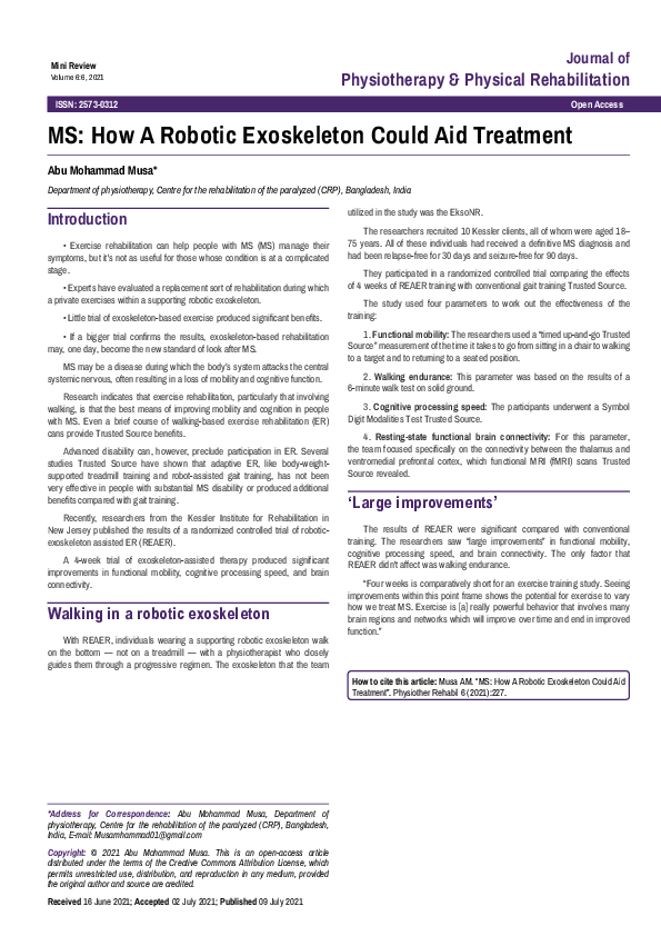 (PDF) MS: How A Robotic Exoskeleton Could Aid Treatment