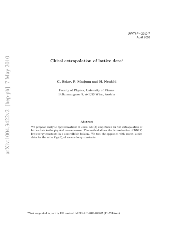 (PDF) Chiral extrapolation of lattice data