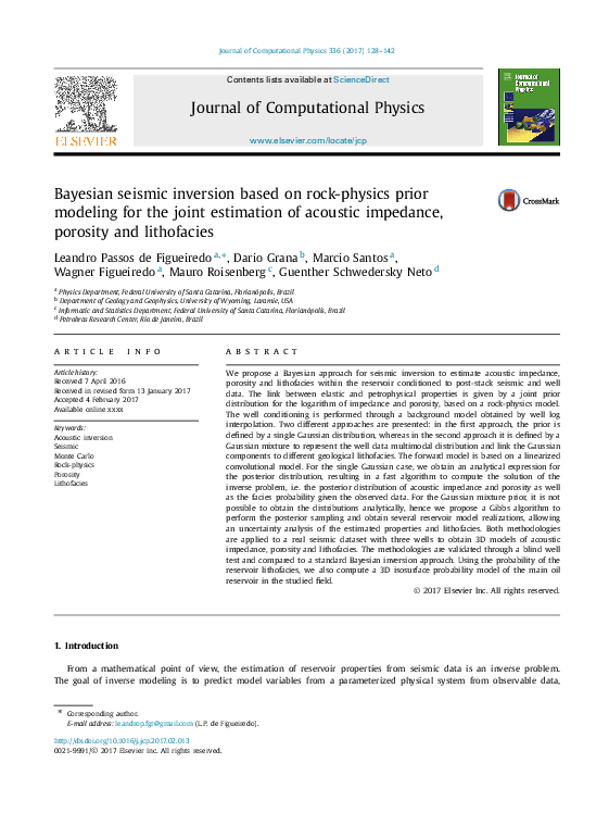 Pdf Bayesian Seismic Inversion Based On Rock Physics Prior Modeling For The Joint Estimation