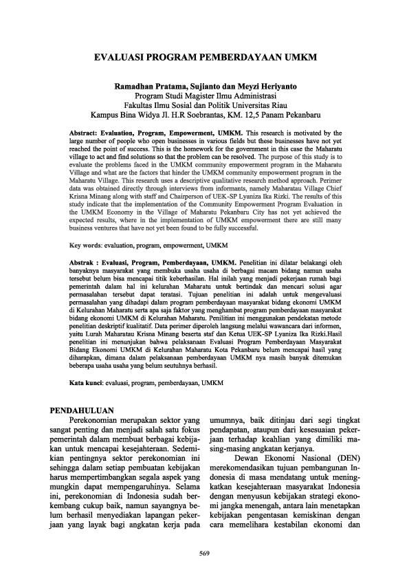 (PDF) Evaluasi Program Pemberdayaan Umkm