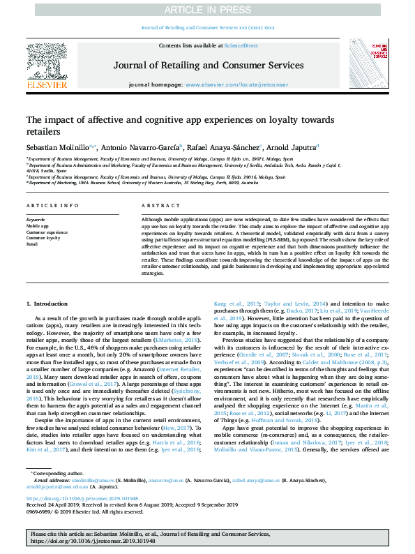 (PDF) The impact of affective and cognitive app experiences on loyalty ...