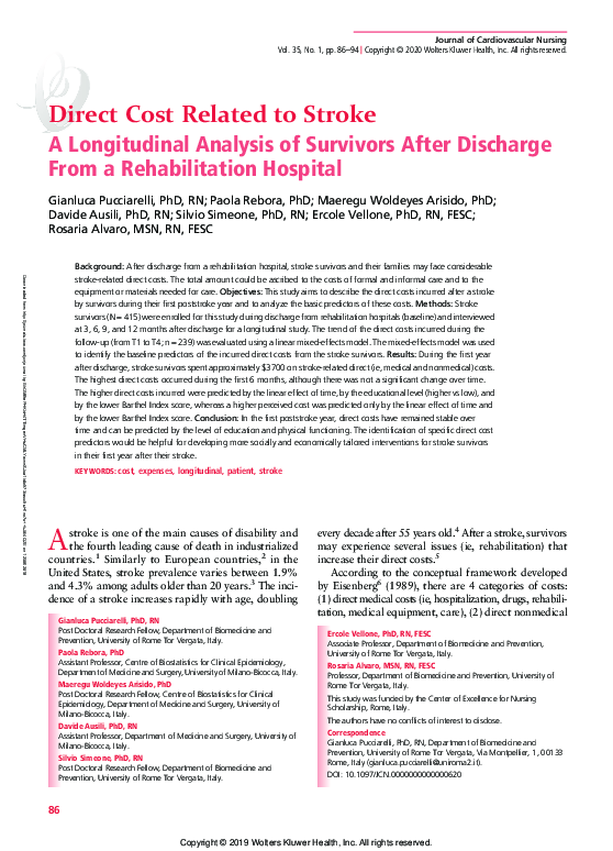 (PDF) Direct Cost Related to Stroke