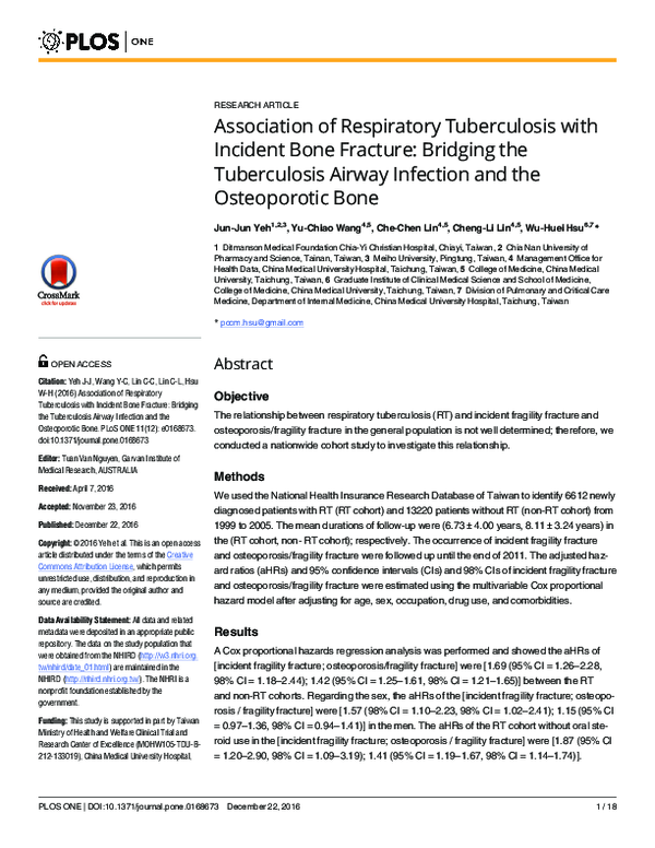 (PDF) Association of Respiratory Tuberculosis with Incident Bone ...