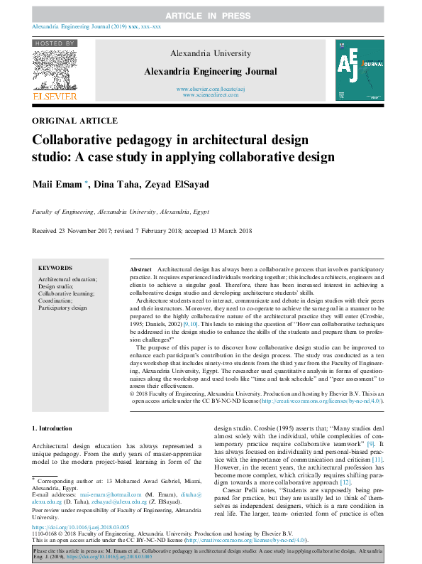 (PDF) Enhancing Collaborative Skills in Design Studio