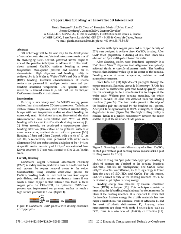 (PDF) Copper direct bonding: An innovative 3D interconnect