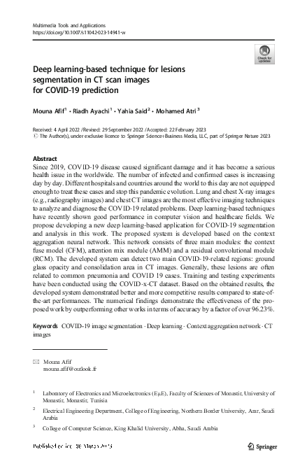 (PDF) Deep learning-based technique for lesions segmentation in CT scan images for COVID-19 ...