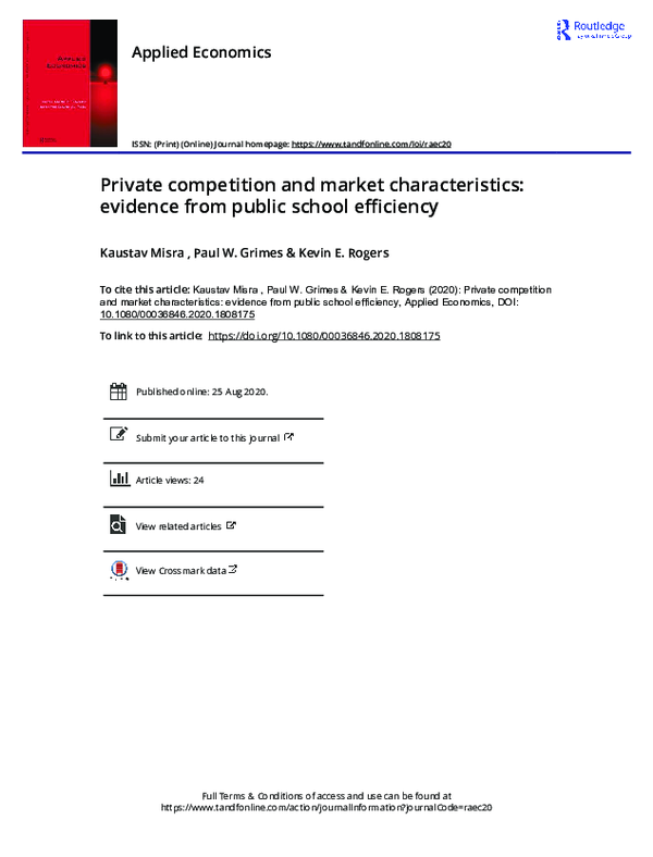 (PDF) School Competition Index and Public Efficiency