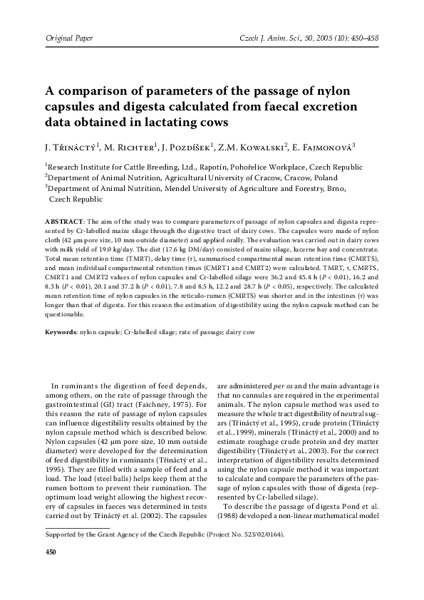 (PDF) A comparison of parameters of the passage of nylon capsules and ...
