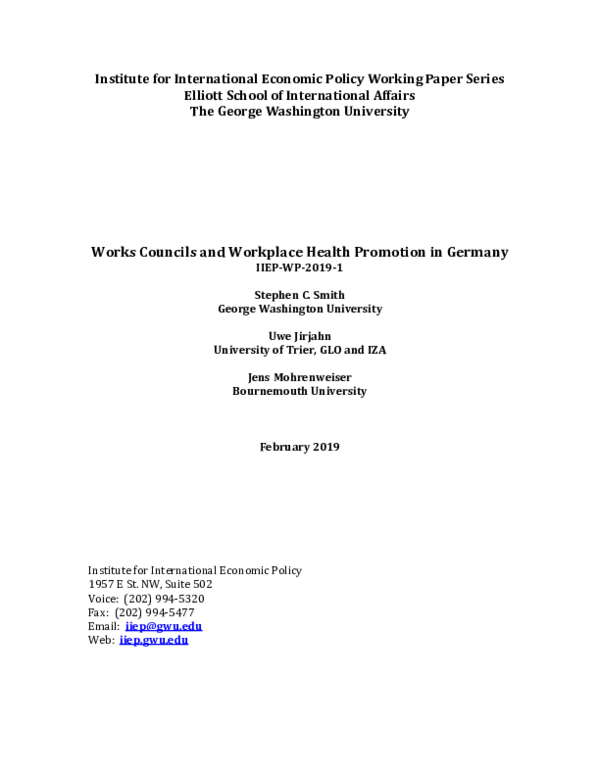 (PDF) Works councils and workplace health promotion in Germany
