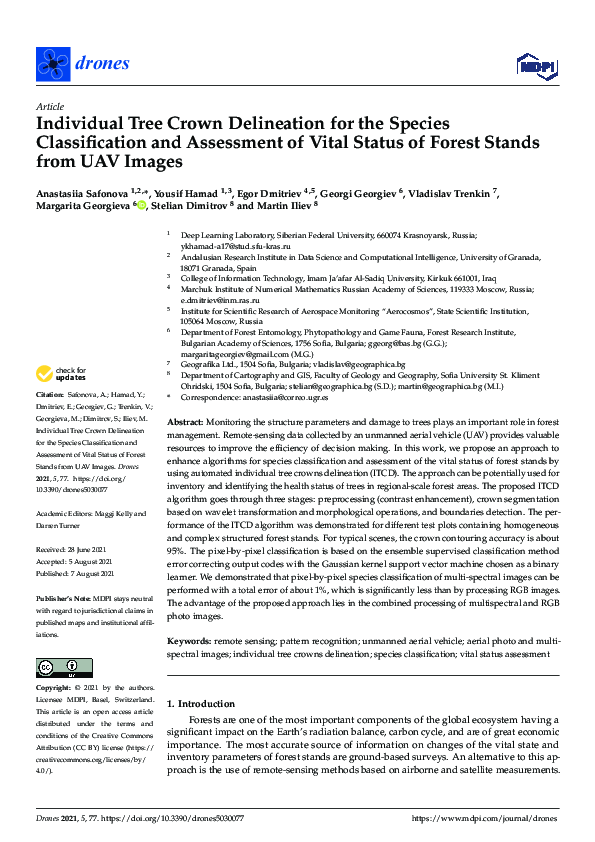 Pdf Individual Tree Crown Delineation For The Species Classification And Assessment Of Vital