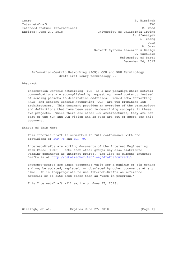 (PDF) Information-Centric Networking (ICN): CCNx and NDN Terminology