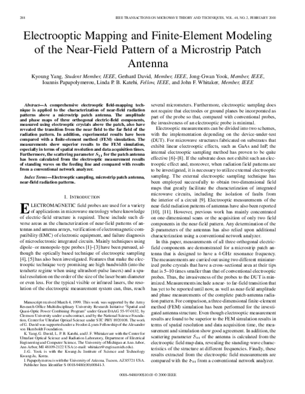 (PDF) Electrooptic mapping and finite-element modeling of the near-field pattern of a microstrip ...