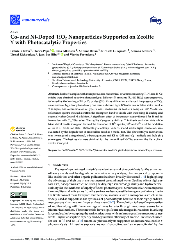 (PDF) Co- and Ni-Doped TiO2 Nanoparticles Supported on Zeolite Y with ...
