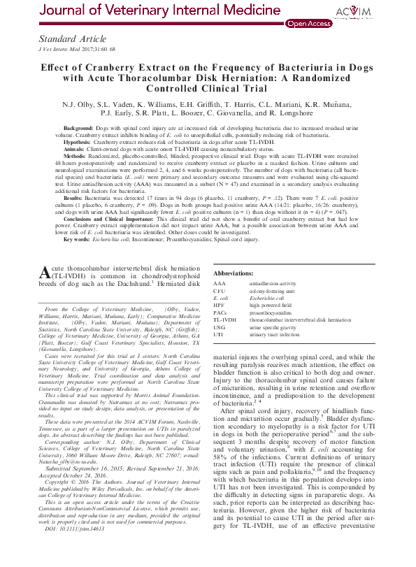 (PDF) Effect of Cranberry Extract on the Frequency of Bacteriuria in ...