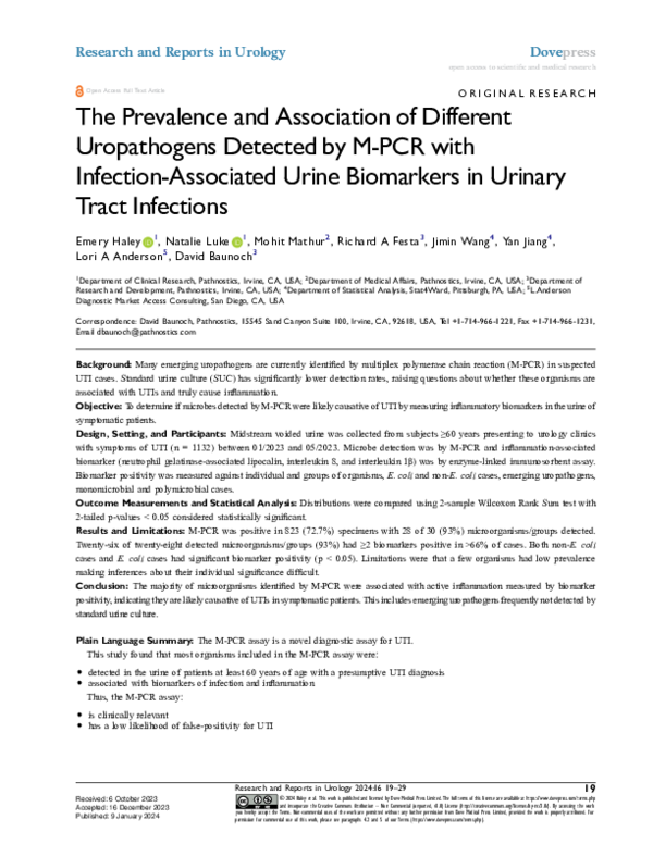 (PDF) The Prevalence and Association of Different Uropathogens Detected ...