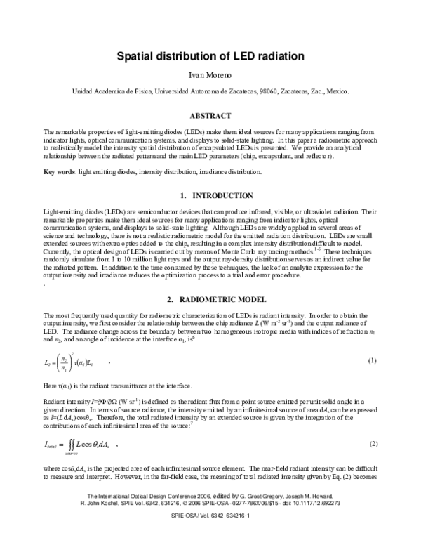 (PDF) Spatial distribution of LED radiation
