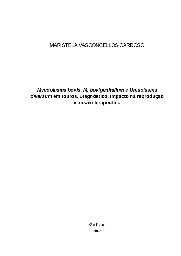 (PDF) Mycoplasma bovis, M. bovigenitalium e Ureaplasma diversum em ...