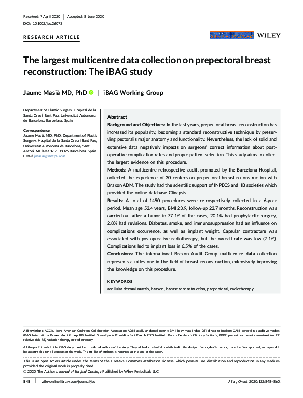 (PDF) The largest multicentre data collection on prepectoral breast ...