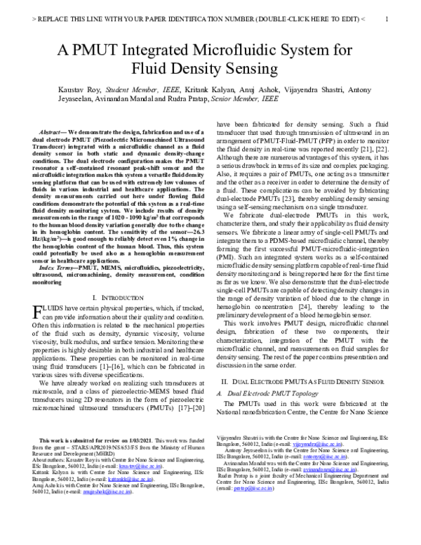 (PDF) A PMUT Integrated Microfluidic System for Fluid Density Sensing