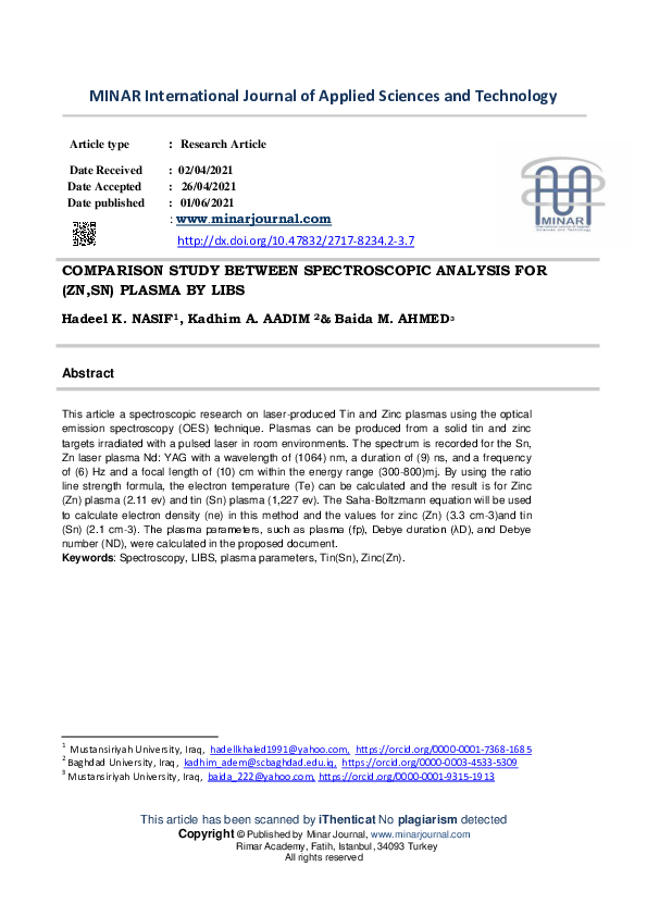 (PDF) Comparison Study Between Spectroscopic Analysis for (ZN,SN ... (PDF) Comparison Study Between Spectroscopic Analysis for (ZN,SN ...