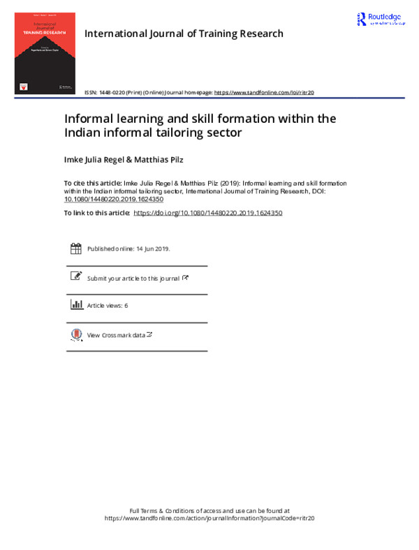 (PDF) Informal learning and skill formation within the Indian informal tailoring sector
