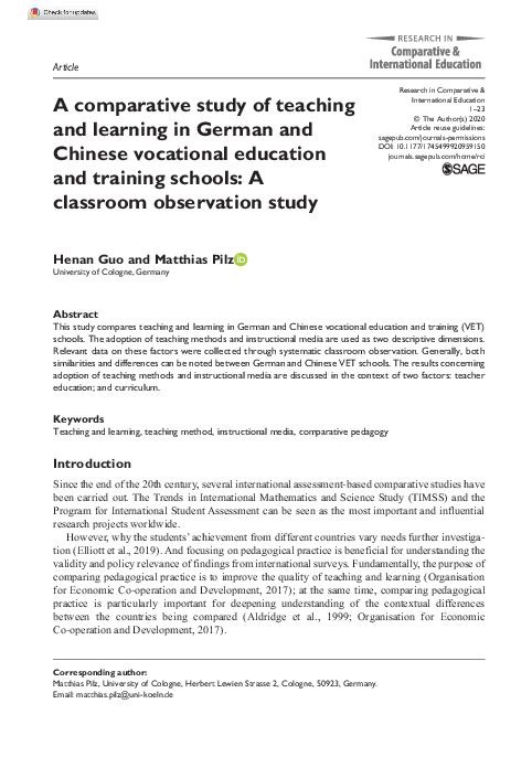 (PDF) A comparative study of teaching and learning in German and ...
