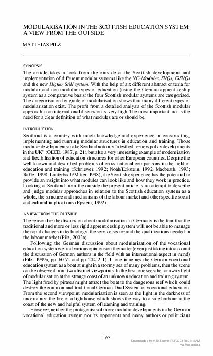 (PDF) Modularisation in the Scottish Education System: A View from the ...
