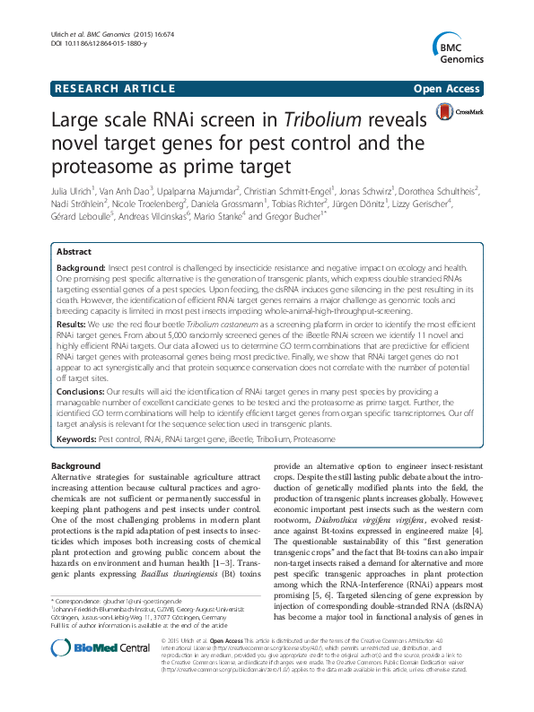 (PDF) Large scale RNAi screen in Tribolium reveals novel target genes ...