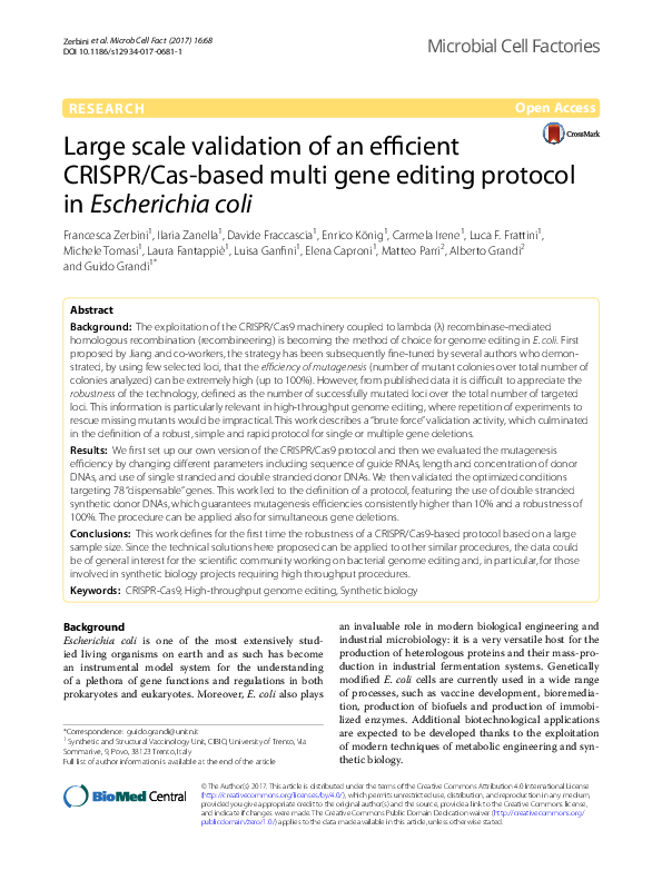 (PDF) Large scale validation of an efficient CRISPR/Cas-based multi ...