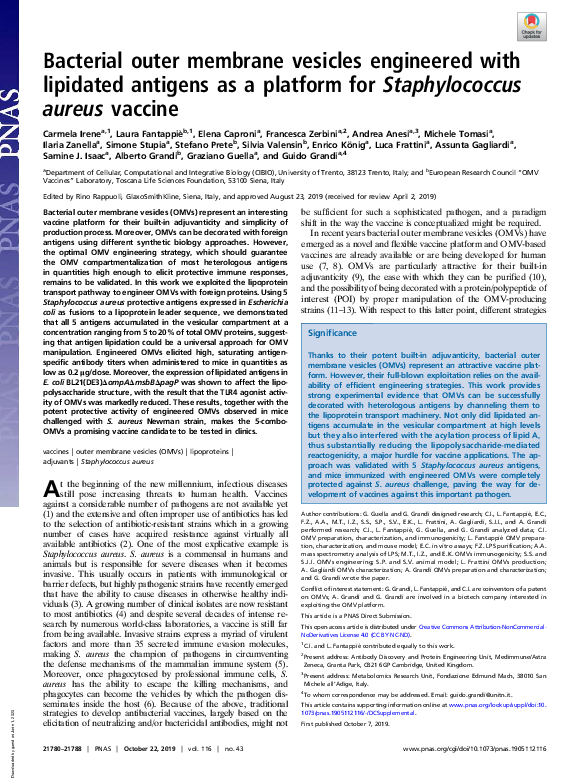 (PDF) Bacterial outer membrane vesicles engineered with lipidated ...