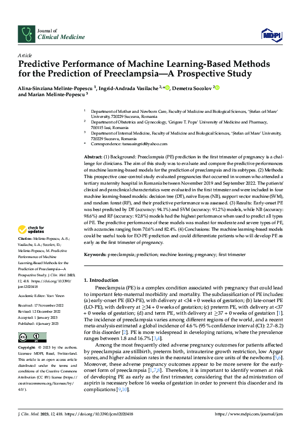(PDF) Predictive Performance of Machine Learning- Based Methods for The Prediction of ...