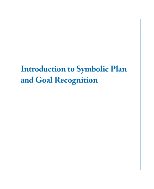 (PDF) Introduction to Symbolic Plan and Goal Recognition