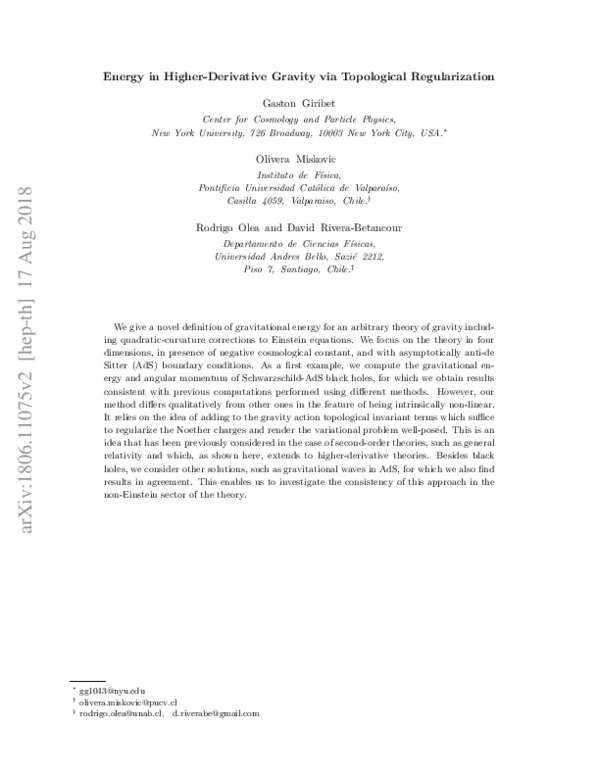 (PDF) Energy in higher-derivative gravity via topological regularization