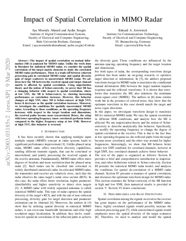 (PDF) Impact of Spatial Correlation in MIMO Radar