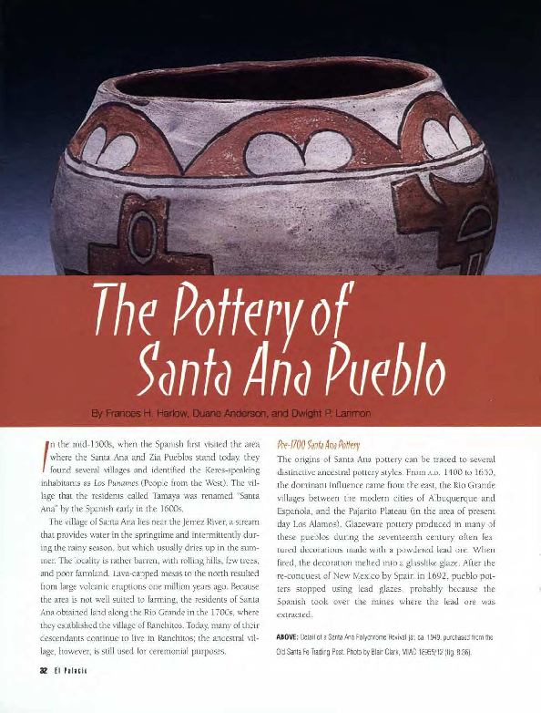 (PDF) The pottery of Santa Ana Pueblo / Frances H. Harlow, Duane C ...