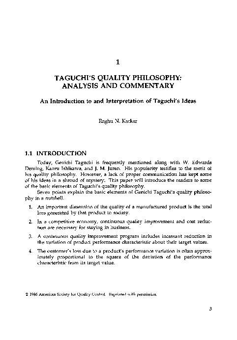 (PDF) Quality Control, Robust Design, and the Taguchi Method