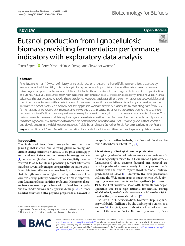 (PDF) Butanol Production from Lignocellulosic Biomass